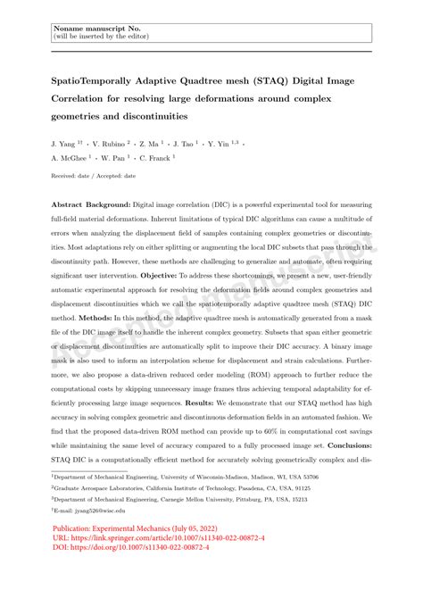 pdf spatiotemporally adaptive quadtree mesh staq digital image