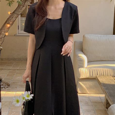 5천장 돌파 무료배송 44 120 벨라드엔 트위드 크롭 자켓 플리츠 롱 원피스 세트 끈조절 봄 여름 데일리룩