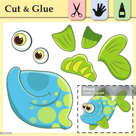 아이들을위한 종이 게임 아플리케 귀여운 바다 물고기를 만듭니다 잘라 내고 접착제 리프 피쉬 유치원 아이들을위한 교육 논리 게임 가위 연습 미세 모터 절단 기술에 완벽한 워크