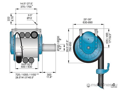New Nederman Exhaust Hose Reel 865 Spring Recoiled Exhaust Hose Reel
