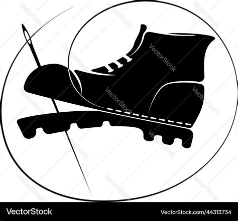 Shoe And Needle And Thread Symbol For A Shoemaker Vector Image