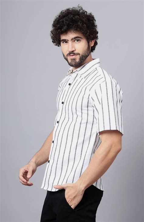 Black And White Striped Shirt For Men Luxeliv