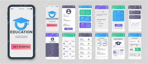 Premium Vector Education Mobile App Interface Screens Template Set