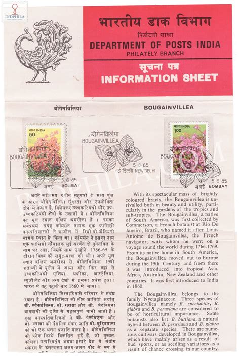 Bougainvillea Brochure With First Day Cancellation 1985 Largest Online Dealer And Portal For