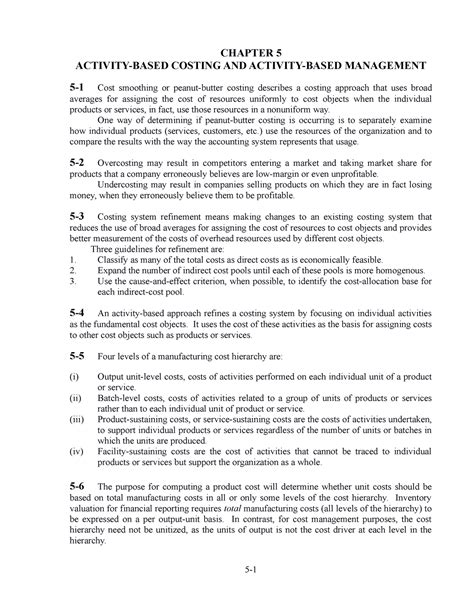 Ch Sol Solutions For Some Cost Exercises For Chapter CHAPTER ACTIVITY BASED COSTING AND