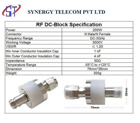 Dc Block 200w Dc Block N Male To Female Dc 4000mhz 50ohm Rf Coaxial
