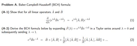Solved Problem A Baker Campbell Hausdorff Bch Formula