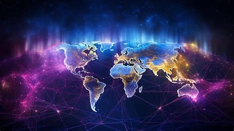 Futuristic Global Connectivity Map Premium Ai Generated Image