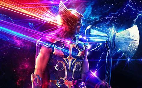 다운로드 4k 토르 사랑과 천둥 포스터 2022 영화 추상 미술 슈퍼히어로 바이킹 마블 코믹스 토르 바탕 화면