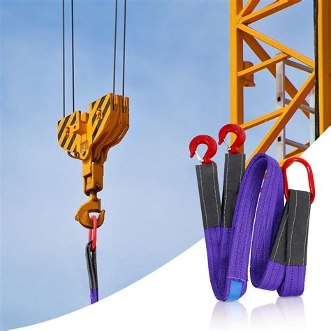2 Packs Lifting Slings Straps With Hooks Two Leg Rigging Straps Bridle