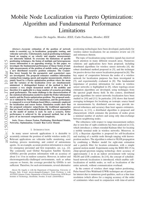 (PDF) Mobile Node Localization via Pareto Optimization: Algorithm and Fundamental Performance ...