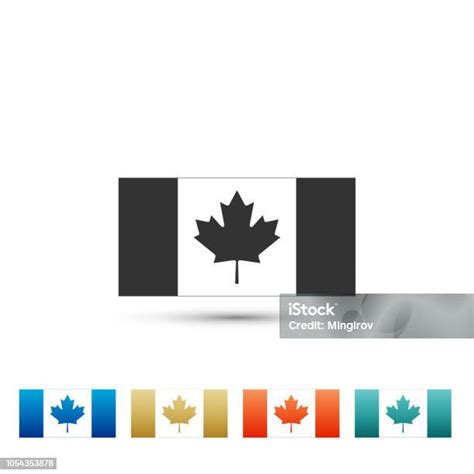 캐나다 깃발 아이콘 흰색 배경에 고립입니다 컬러 아이콘에 요소를 설정 합니다 평면 디자인입니다 벡터 일러스트 레이 션 0명에 대한 스톡 벡터 아트 및 기타 이미지 Istock