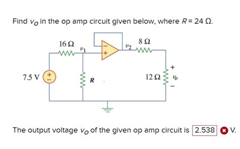 Solved Find vO ﻿in the op amp circuit given below, where | Chegg.com