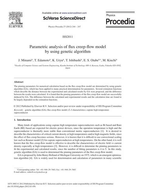 pdf parametric analysis of flux creep flow model by using genetic