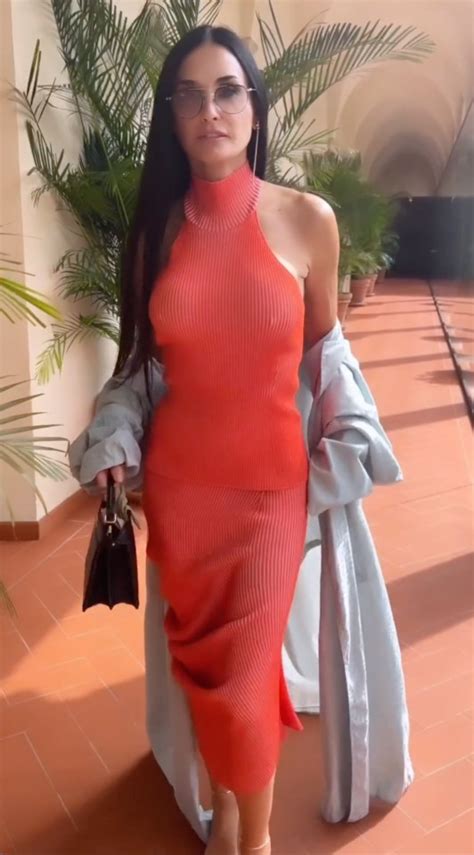 Demi Moore 60 Goes Braless In Teeny Tiny Red Hot Dress As She Flirts