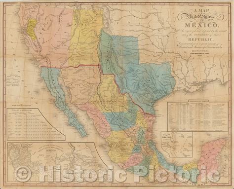 Historic Map United States Of Mexico As Organized And Defined 1850