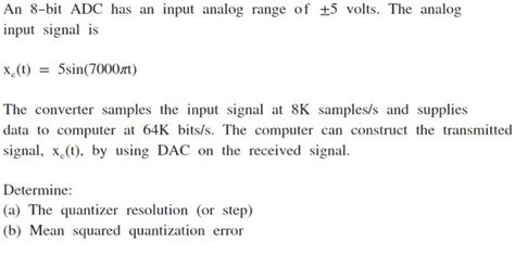 Solved An 8 Bit ADC Has An Input Analog Range Of 5 Volts Chegg Com