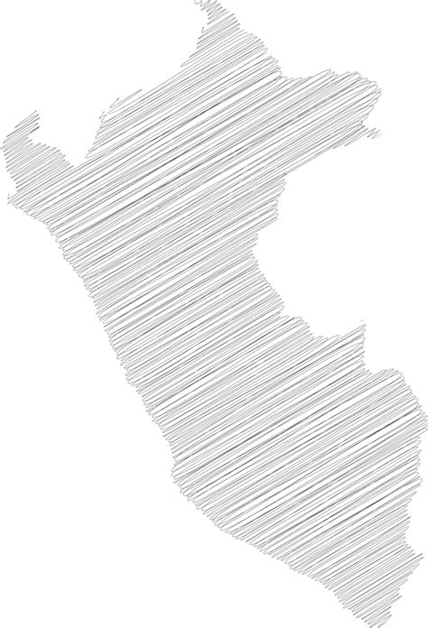 Scribbled Peru Map With Shadowflat Vector Region Filled Sketch Vector