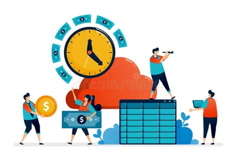 Illustration Design Of Automatic Payroll System Banking Paycheck Accounting System Stock Vector