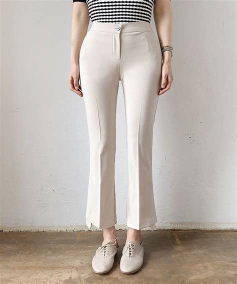 2color데일리뒷밴딩스판오피스룩 언발 옆트임 슬림 부츠컷 슬랙스 롱팬츠 에이블리