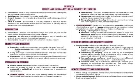 Socio Lesson 3 Soc 101 Lecture Notes Lesson 3 Gender And Sexuality