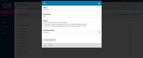 OJS Workflow Settings Components Edit Open Journal Systems