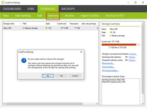 creating data backup storages managing existing storages codetwo