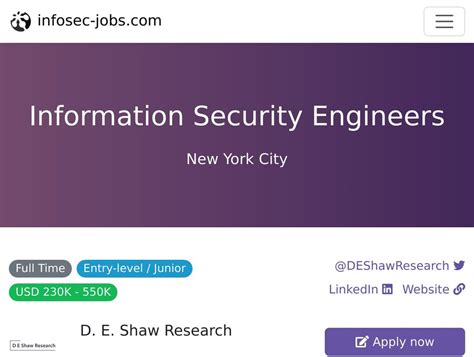[hiring][usd 230k 550k] information security engineers r nyctech