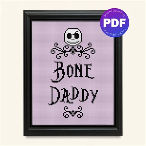 Skeleton Cross Stitch Pattern Bone Daddy Skull Gothic Pdf Instant