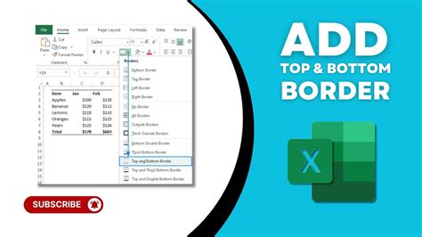 How To Add Top And Double Bottom Borders In Microsoft Excel Youtube