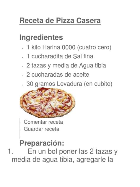 Receta De Pizza Casera Fácil Pdf