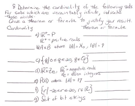 Solved 8 Determine The Cardinality Of The Following Sets