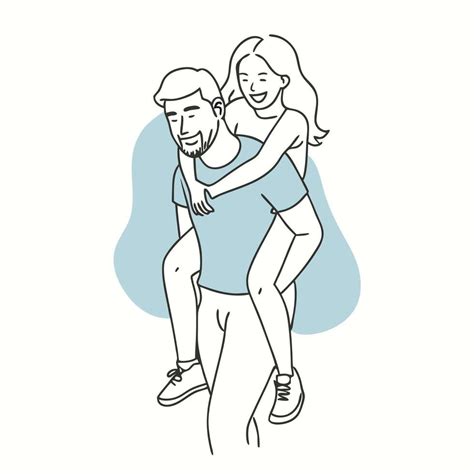 Man Carrying Woman On His Back Illustration 53625492 Vector Art At Vecteezy
