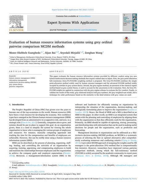 Pdf Evaluation Of Human Resource Information Systems Using Grey Ordinal Pairwise Comparison