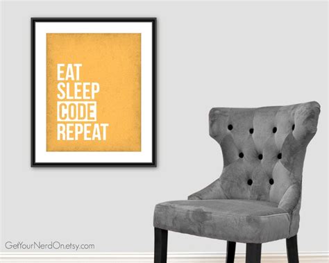 Eat Sleep Code Repeat Computer Geek Poster Funny Office Etsy