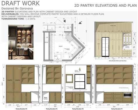 2d Pantry Room 2d Cad Cabinet Design Custom Draft Bespoke Elevations