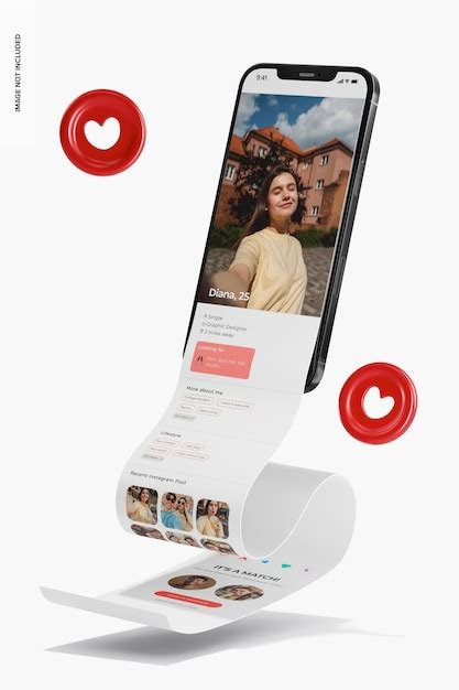 Premium Psd Long Scroll Screen With Dating App Icon Mockup Floating