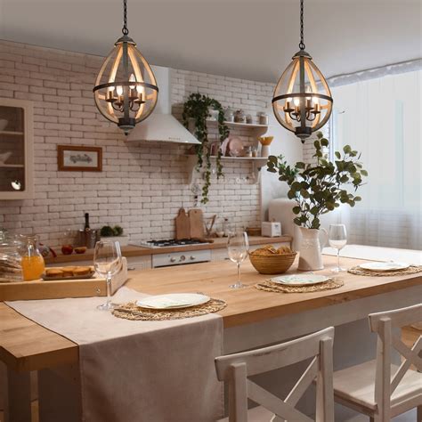 Modern Farmhouse 1 Light Bowl Glass Kitchen Island Pendant Lights For