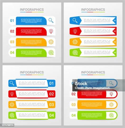 회색 배경 벡터 일러스트레이션에 4단계다채로운 타임라인 인포그래픽 템플릿 0명에 대한 스톡 벡터 아트 및 기타 이미지 0명