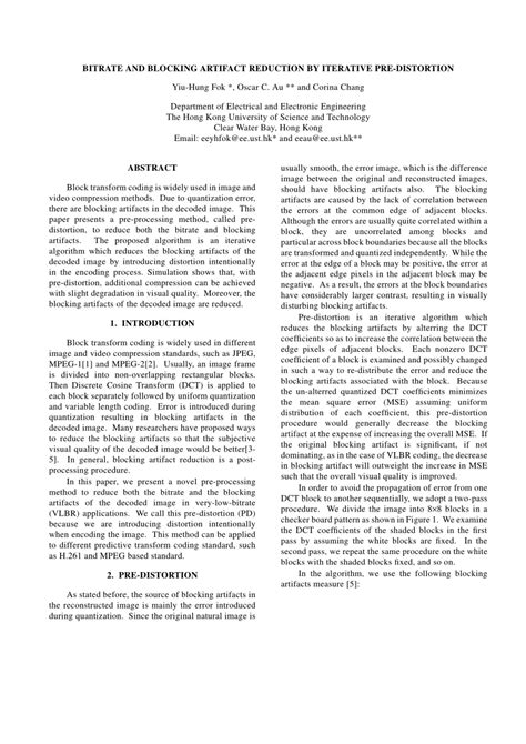 Pdf Bit Rate And Blocking Artifact Reduction By Iterative Pre Distortion