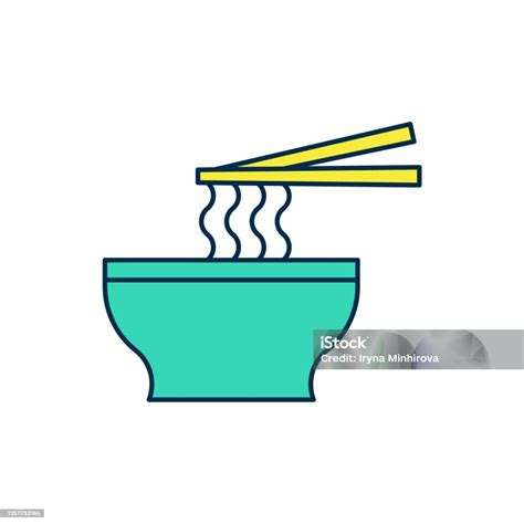 흰색 배경에 고립 된 그릇과 젓가락 아이콘에 아시아 국수를 가득 채웠다 길거리 패스트푸드 한국어 일본어 중국 음식 벡터 0명에 대한 스톡 벡터 아트 및 기타 이미지 Istock
