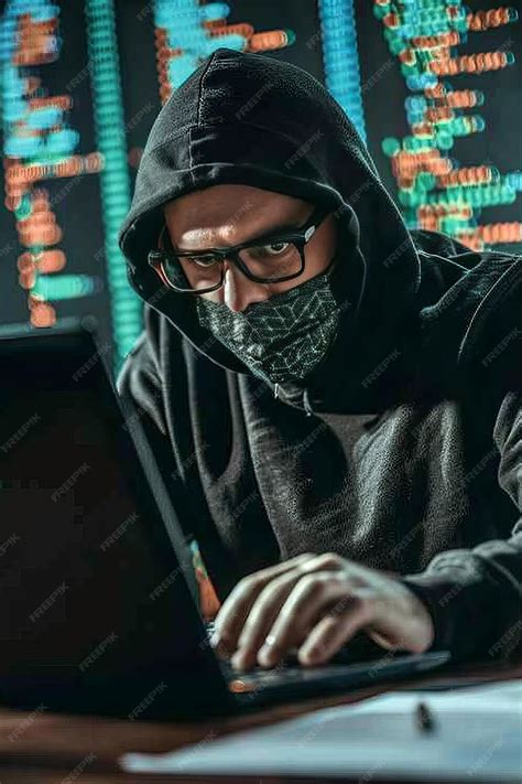 Premium Photo Cybercriminal At Computer Engaging In Dark Web Hacking Illustrating