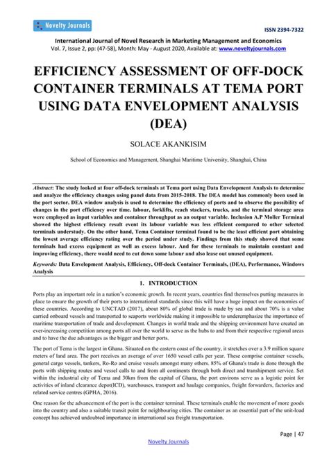 Efficiency Assessment 2325aefficiency Assessment Of Off Dock Container Terminals At Tema Port
