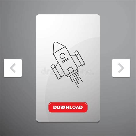 Space Craft Shuttle Space Rocket Launch Line Icon In Carousal