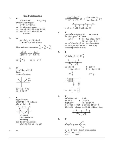 23 Quadratic Equation Solutions 1 To 50 Pdf