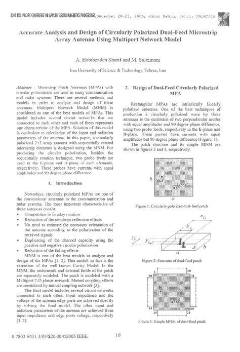 pdf accurate analysis and design of circularly polarized dual feed