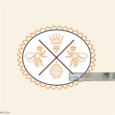 Vector Set Of Honey And Bees Labels Badges Stock Illustration