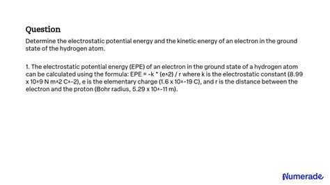 Solved Determine The Electrostatic Potential Energy And The Kinetic