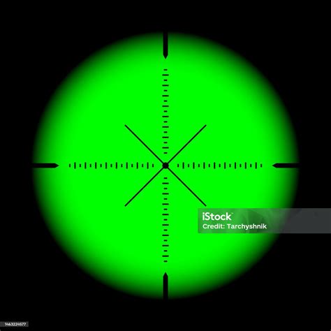 무기 야간 시력 저격 소총 광학 범위 십자선이있는 사냥 총 뷰파인더 조준 촬영 마크 기호 군사 대상 표지판 실루엣 게임 인터페이스 Ui 요소입니다 벡터 일러스트 레이 션