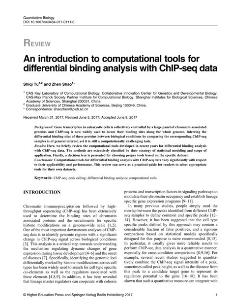 Pdf An Introduction To Computational Tools For Differential Binding Analysis With Chip Seq Data